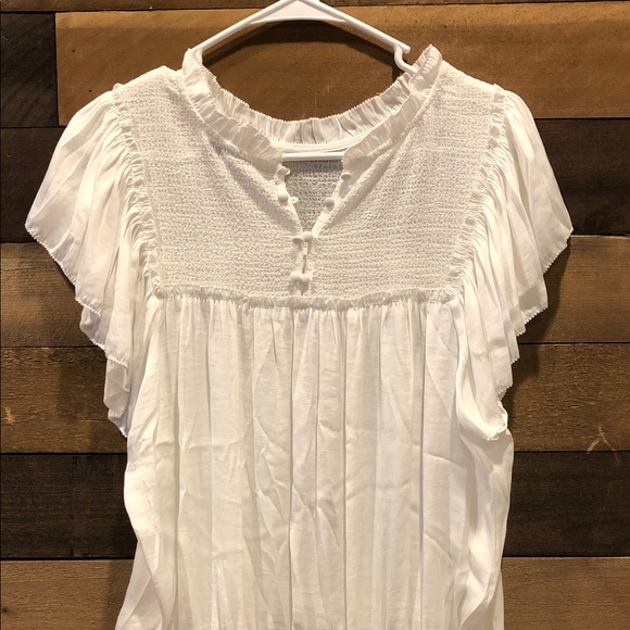 Current Air | Tops | Current Air White Ruffled Blouse | Poshmark